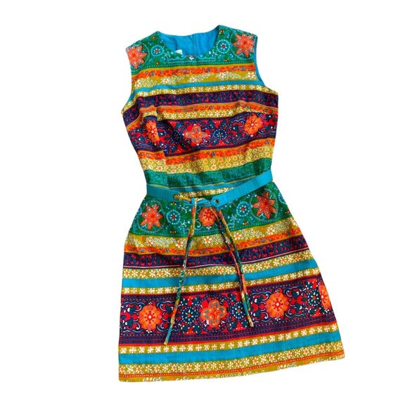 Vintage | Dresses | Vintage Alex Colman Novelty Colorful Print Shift ...
